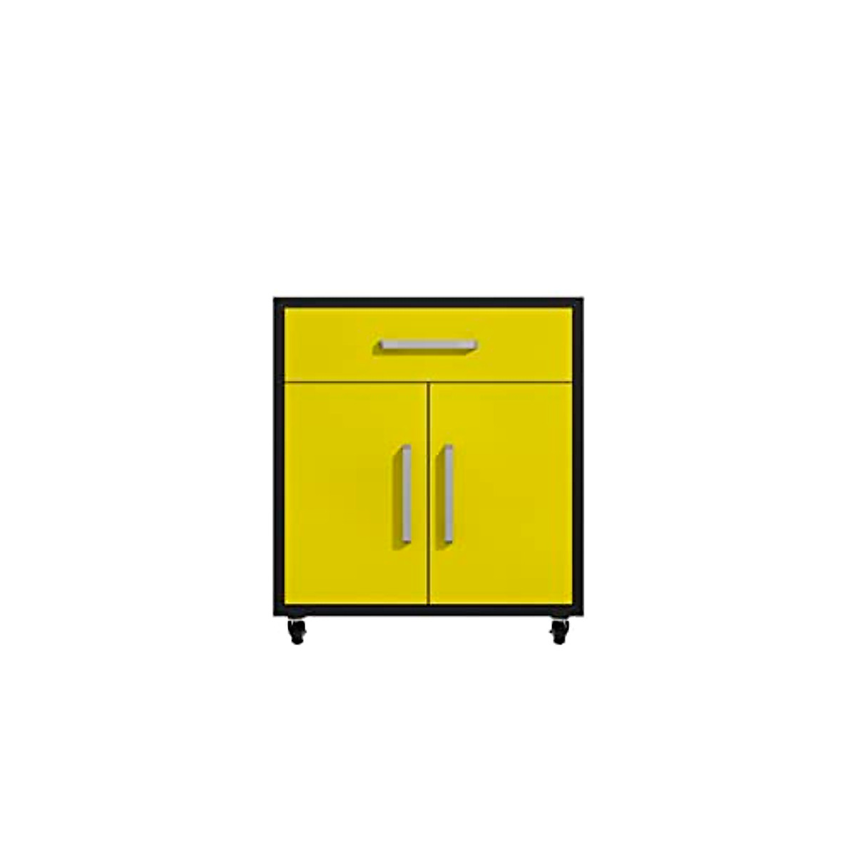 Manhattan Comfort Eiffel 3-Piece Storage Garage Set in Matte Black and Yellow