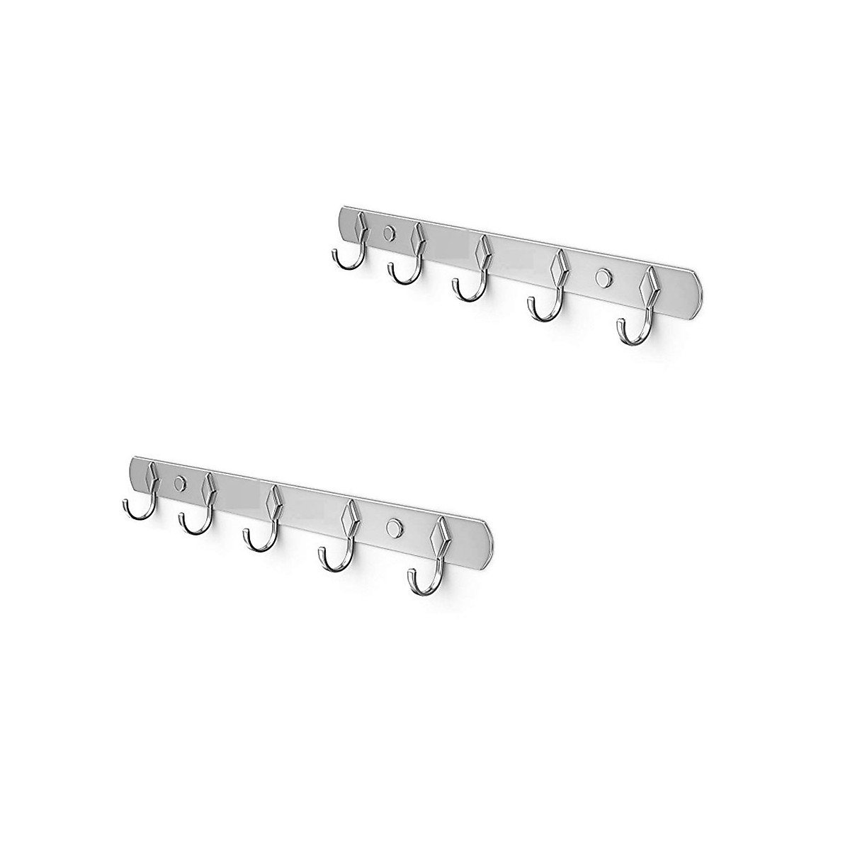 Professional Wall Mount Hook Rack for Barbecue BBQ Utensils Coats Pots Bathroom Towels 5 Hooks Rail for Hanging-Heavy Duty Stainless Steel