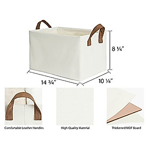 StorageWorks Storage Bins For Shelves With Metal Frame, Rectangle Storage Baskets, Beige, 2-Pack