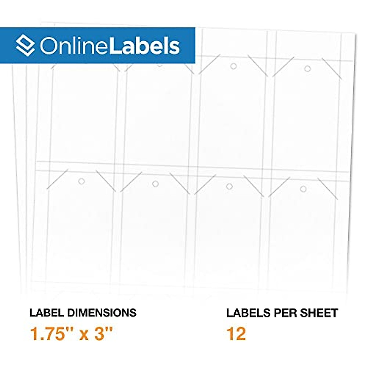 Printable Tags - 1.75 x 3 - Cardstock - Pack of 1,200, 100 Sheets - Inkjet/Laser Printer - Online Labels