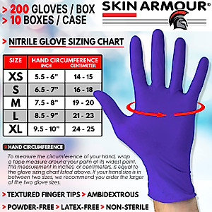 SKIN ARMOUR® Powder-Free Nitrile Medical Exam Gloves, Disposable, Non-Sterile, Textured Finger Tips, Latex-Free, Cobalt Blue (Small (Box of 200))