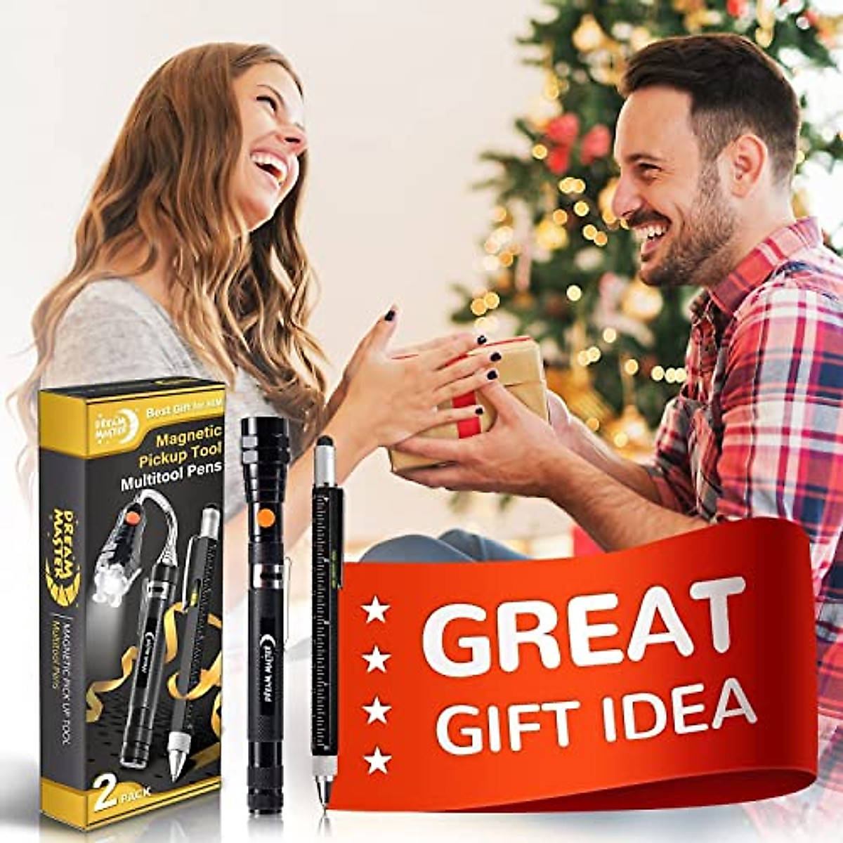 Telescoping Magnetic Pickup Tool, 6 in 1 Multi Tool Pen with Touchscreen Stylus, Ruler, Phillips Screwdriver, Flathead, Ballpoint Pen, Cool Gadgets Birthday Gifts for Men, Husband, Boyfriend