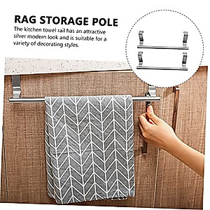 DOITOOL 2pcs Stainless Steel Towel Rack Over Door Towel Holder Cabinet Towel Holder Bathroom Towel Shelf Multi Hanger Multi Purpose Hanger Towel Storage Pole Individual Bracket Back Style
