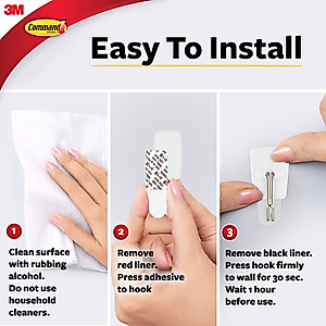 Command Small Wire Toggle Hooks, Damage Free Hanging Wall Hooks with Adhesive Strips, No Tools Wall Hooks for Hanging Organizational Items in Living Spaces, 3 White Hooks and 4 Command Strips
