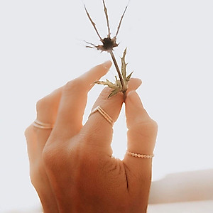 GUEMER Gold Stacking Ring for Women 14k Gold Plated Simple Thin Rings V-shaped Minimalist Band Ring Size 5-8