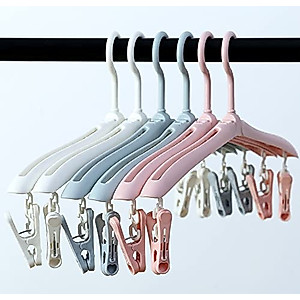 WOIWO 8 PCS Portable Folding Clothes Hanger Creative Travel Easy to Carry Clothes Hanger for Adults and Children