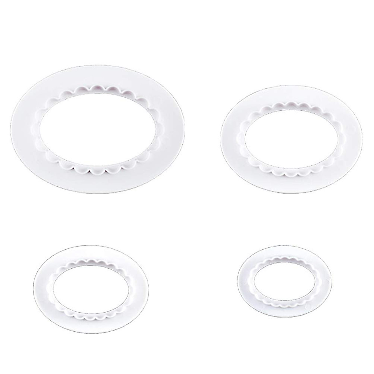 4 Pcs Plastic Cookie Cutter Set Double Sided Oval Shaped Biscuit Cakes Paste Baking Molds Kitchen Baking Tools, 4 Sizes