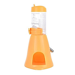 Hamster Automatic Water Bottle Drinking Feeder Dispenser Bottle 80ML with Food Feeder Station bowl Pet Container for Small Animals(Yellow)