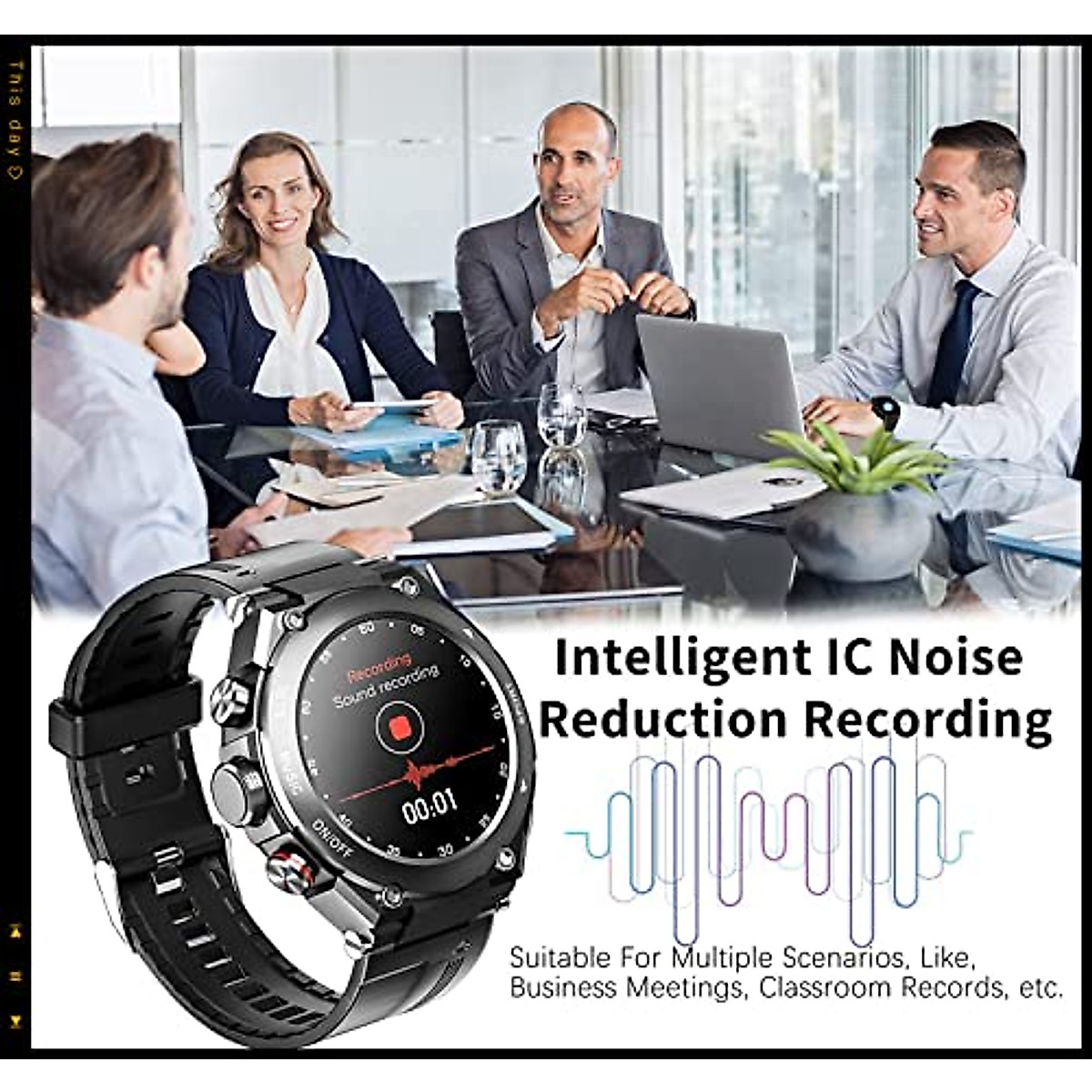 GUIQU Smart Watch with Earbuds, 6D Sound Effects, 1.3" HD Touch Screen, IP67 Waterproof, Sports Watch for Built-in GPS, Adventure Tactical Watch Compatible Android Phones and iOS