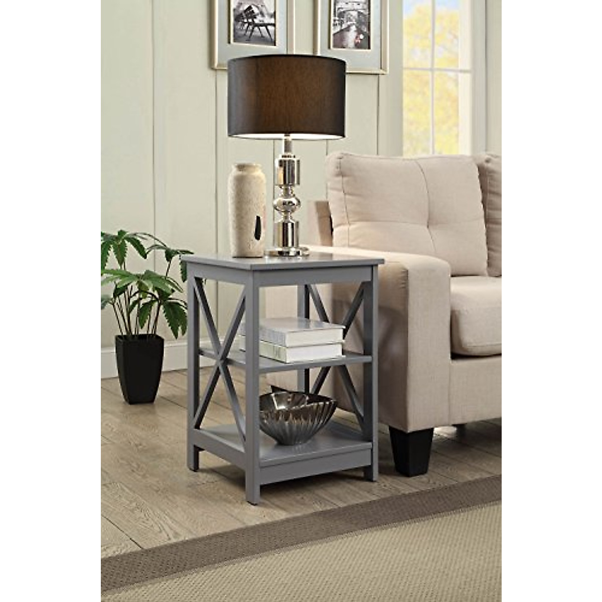 Convenience Concepts Oxford End Table with Shelves, Gray