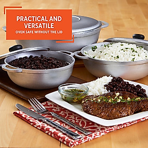 IMUSA USA Traditional Colombian Natural Caldero Matching Aluminum Lid 3-Piece (3.5/7.0/11.0 Quart) Dutch Oven Set, Silver (GAU-89224DS), Large