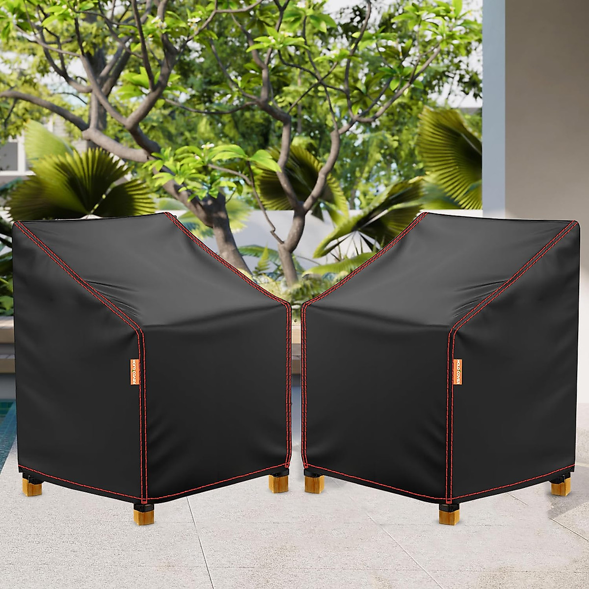 Patio Chair Cover,2 Pack Lawn Outdoor Furniture Chair Covers With Strip, Heavy Duty Chair Cover For Lawn Lounge Deep Seat, Patio Dining Chair And High-back Chair(33"W X 34"D X 31"H)