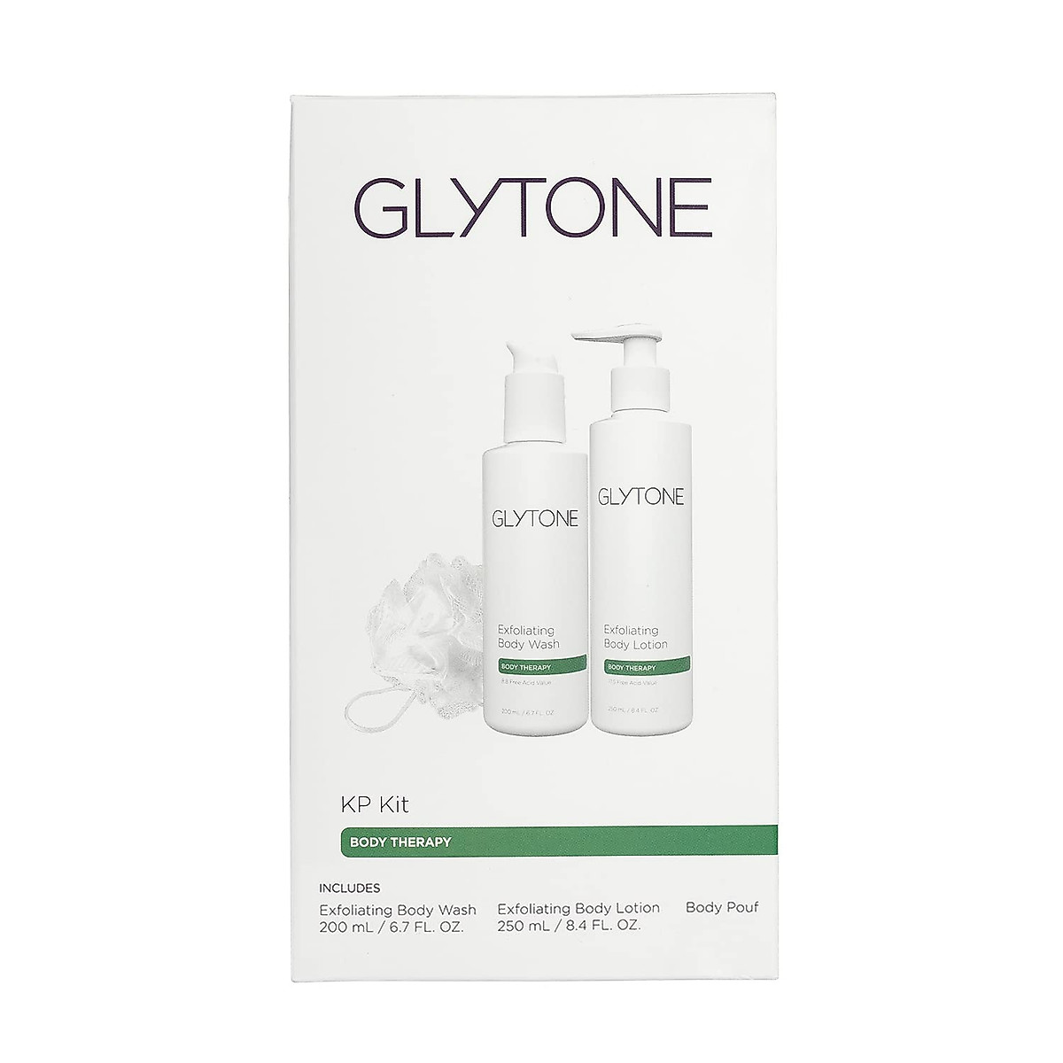 Glytone KP Kit for Keratosis Pilaris - Exfoliating Body Wash, Lotion, Shower Pouf - Smooth Rough & Bumpy Chicken Skin - Fragrance-Free, Routine Kit