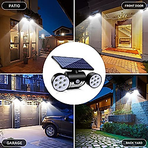 aurora-Xiong Solar Outdoor Lights Motion Sensor Waterproof, LED Security Light for Garden Yard Path Front Door Garage Patio Street Driveway with Dual Head 2 Pack