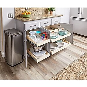 Slide-A-Shelf Made-to-Fit Slide-Out Shelf: Maple Wood Front with Full Extension Soft Close Rail
