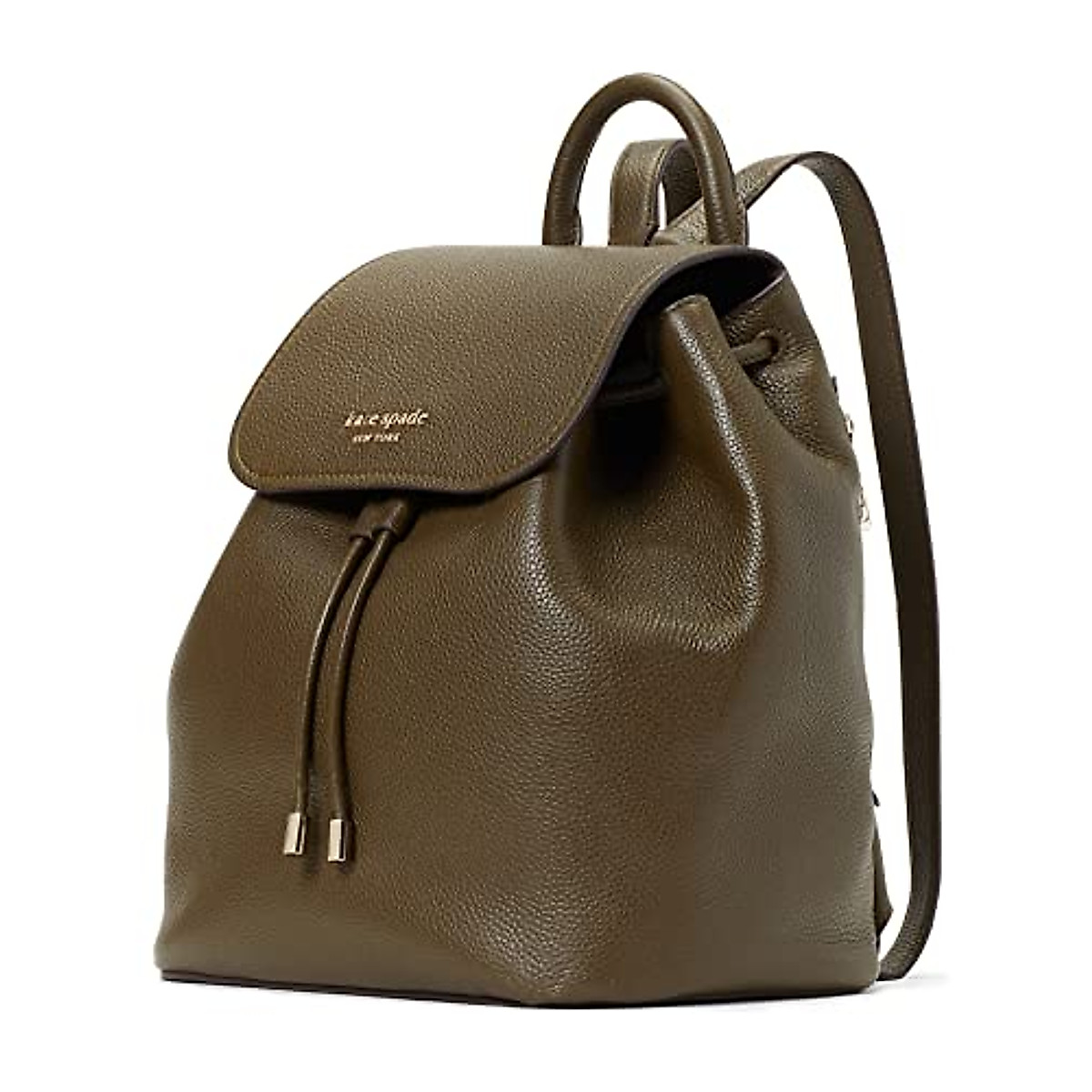 Kate Spade New York Sinch Pebbled Leather Medium Flap Backpack Duck Green One Size