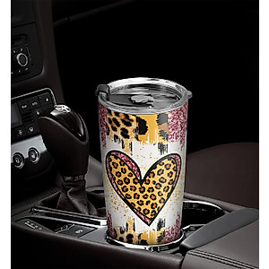 20oz Leopard Pattern Mom Tumbler, She Leaves a little Sparkle wherever She Goes, Mother, Grandma Gifts, Coffee Thermos, Stainless Steel Double Wall Vacuum Insulated Coffee Mug, Travel Cup with Lid
