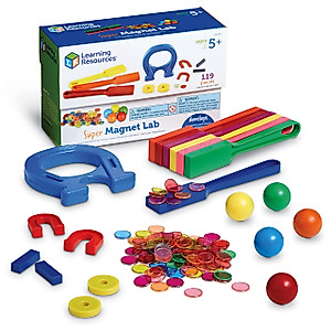 Learning Resources Super Magnet Lab Kit - 119 Pieces, Ages 5+, STEM ,Toys for Kindergartner, Science Learning Activities for Kids,Back to School Supplies,Teacher Supplies