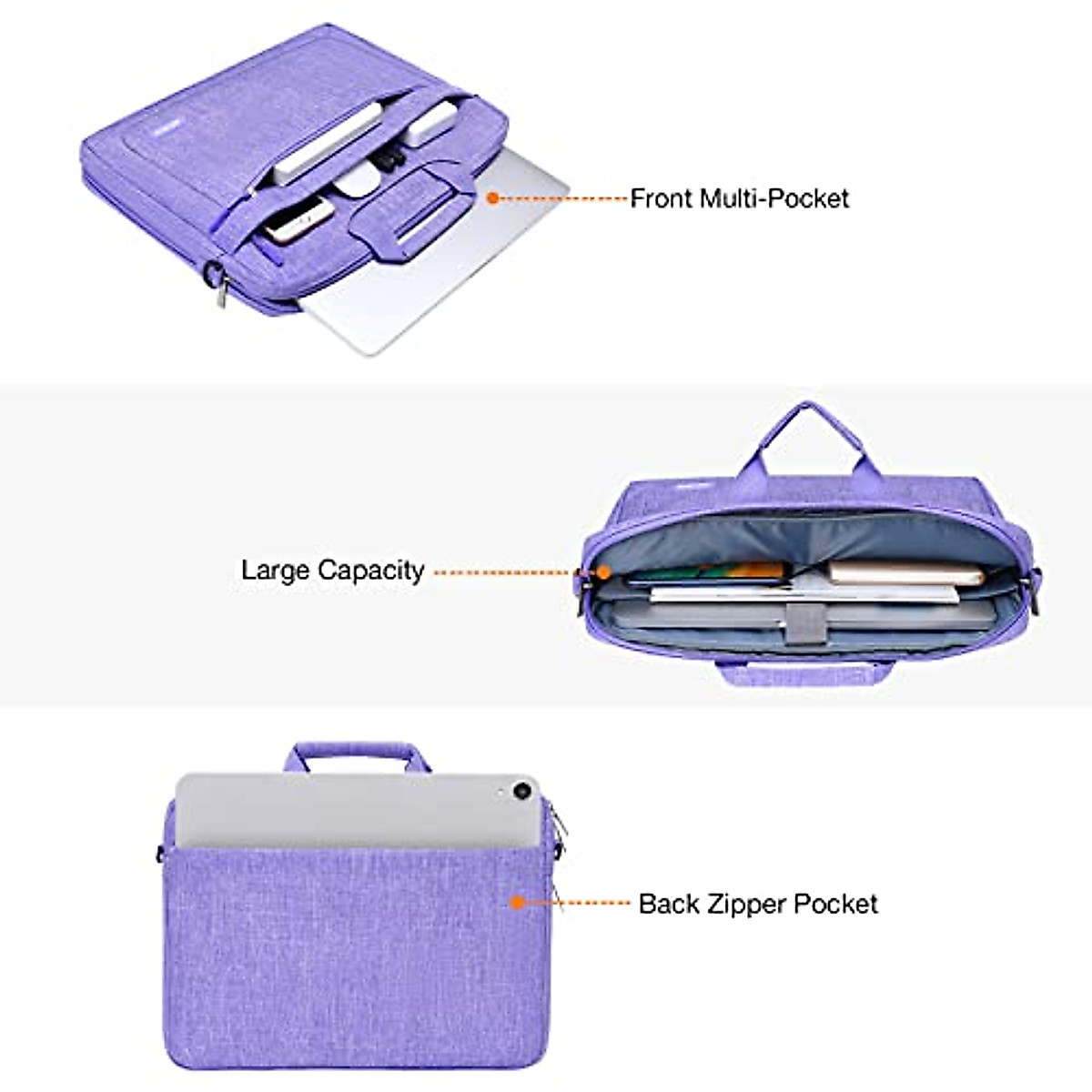 MOSISO Laptop Shoulder Messenger Bag Compatible with MacBook Air 15 inch M2 A2941/Pro 16 inch M3 A2991 M2 A2780 M1 A2485 A2141,15-15.6 inch Notebook with Adjustable Depth at Bottom, Purple