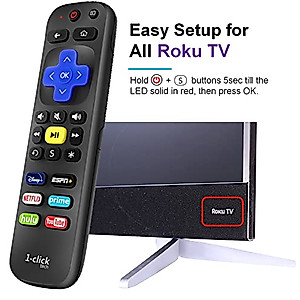 1-clicktech Remote for Roku TV and Roku Box [2-in-1 w/TV Power+Volume] Compatible for Roku Express/+, Roku Ultra, Premiere, 4/3/2/1 [Not for Roku Stick]