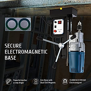 ZELCAN 1200W Electric Magnetic Drill Press with 0.9 inch Boring Diameter, Portable Heavy Duty Power Mag Drill 2900lb Force Electromagnet Industrial Drilling Machine for Metal Surface Home Improvement