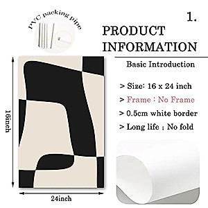 Black and Beige Canvas Wall Art Abstract Neutral Poster Beige Boho Wall Art Abstract Black Painting for Bedroom Decor Abstract Geometric Print Black and Beige Minimalist Wall Art 16x24inch No Frame