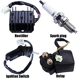 Complete Electrics Wiring Harness CDI Ignition Coil Solenoid Relay Spark Plug Kits for Chinese 4-Stroke ATV Quad Dirt Bike 150cc 200cc 250cc Go Kart by OTOHANS AUTOMOTIVE