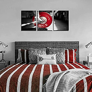 3 Piece Weightlifting Canvas Wall Art Painting Gym Training Poster Prints on Canvas Black White and Red PicturesBlack White and Red Pictures Art for Bedroom Bathroom Home Wall Decor Easy To Hang 12"x16"x3pcs