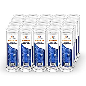 Aquaboon 5 Micron 10 x 2.5 inch | Premium Whole House Replacement Water Filter Cartridge | Coconut Shell Activated Carbon Block CTO | Whirlpool WHA2BF5, iSpring FC15, Culligan HF-360A, 25 Pack