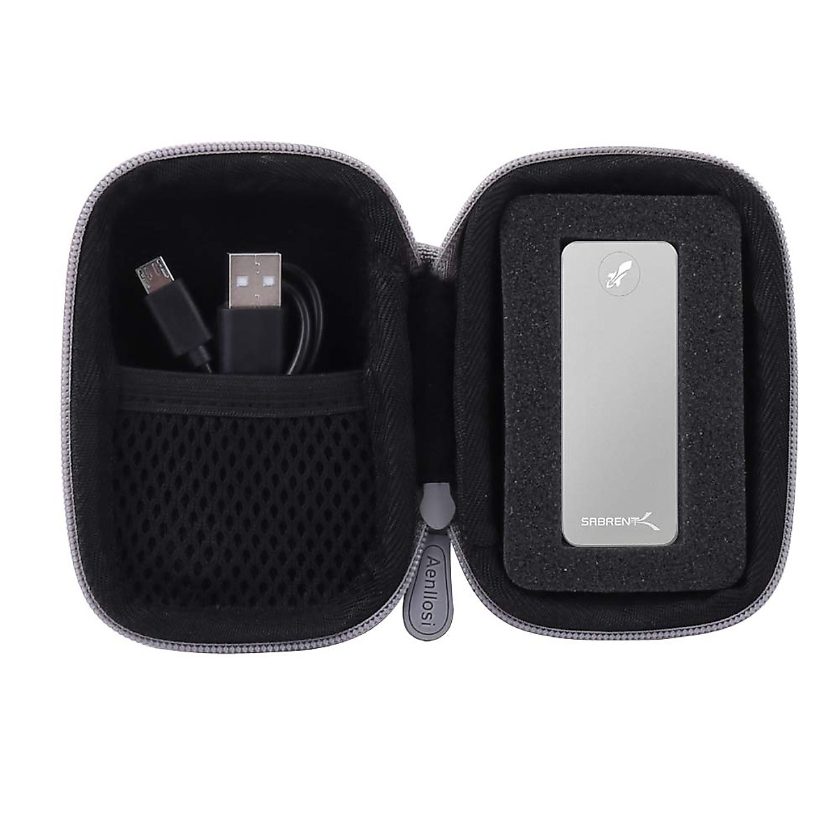 Aenllosi Hard Carrying Case Replacement for Sabrent Rocket Nano 1TB 2TB 512GB USB 3.2 10Gb/s External Aluminum SSD (Grey)