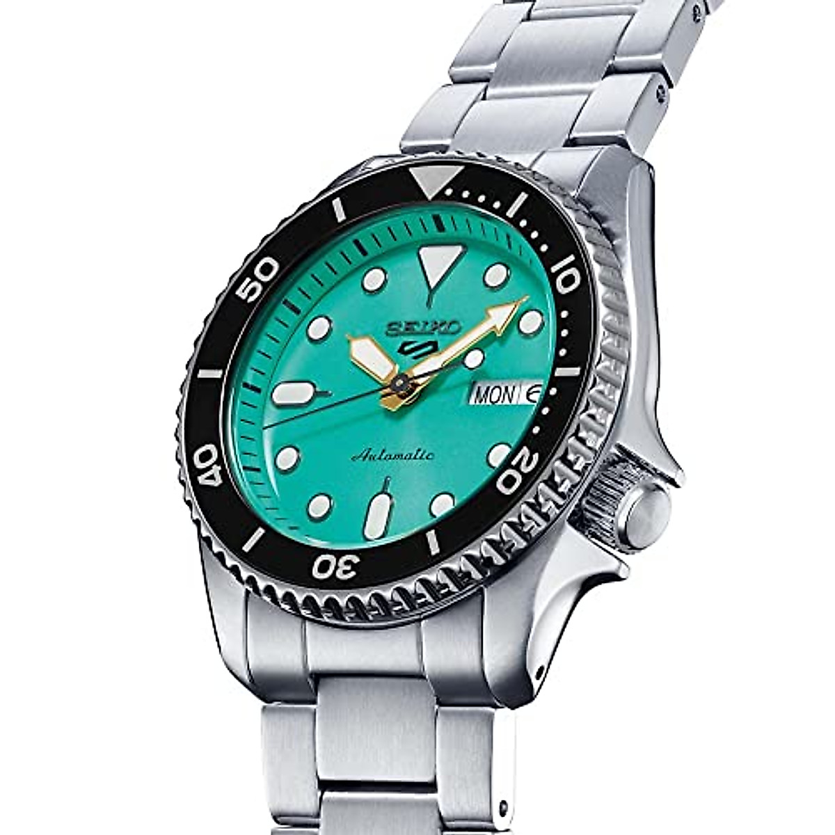 Seiko 5 Sports Gents SKX Midi Automatic Watch SRPK33K1, Teal/Grey