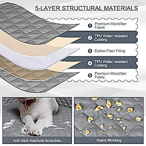 TAOCOCO Waterproof Couch Blanket Dog Bed Cover Couch Cover Pet Blanket for Couch Sofa Chaise Bed, Reversible Sectional Sofa Slipcovers Furniture Protector for Pets Kids (Light Gray, 52x82 Inches)