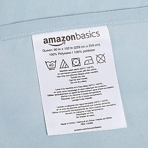 Amazon Basics Deluxe Microfiber Striped Sheet Set, Spa Blue,4 pieces, Queen
