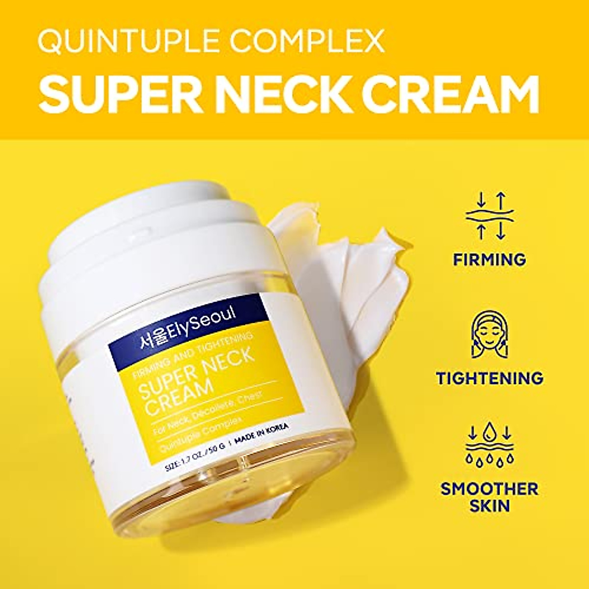 Korean Skin Care Neck Cream, Skin Tightening Cream, Neck Firming Cream Improves Skin Elasticity and Reduce Neck Lines, Anti Aging Moisturizer for Neck & Décolleté - Day & Night Skin Firming and Tightening Lotion 1.7 FL OZ