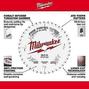 Milwaukee 6-1/2 in. Dia. x 5/8 in. Fine Finish Carbide Tipped Steel Circular Saw Blade 40 teeth