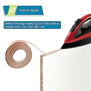 Skelang Okoume Edge Banding, 3/4" X 50' Wood Strip Preglued, Iron on Veneer Edging Tape for Cabinet, Table, Door