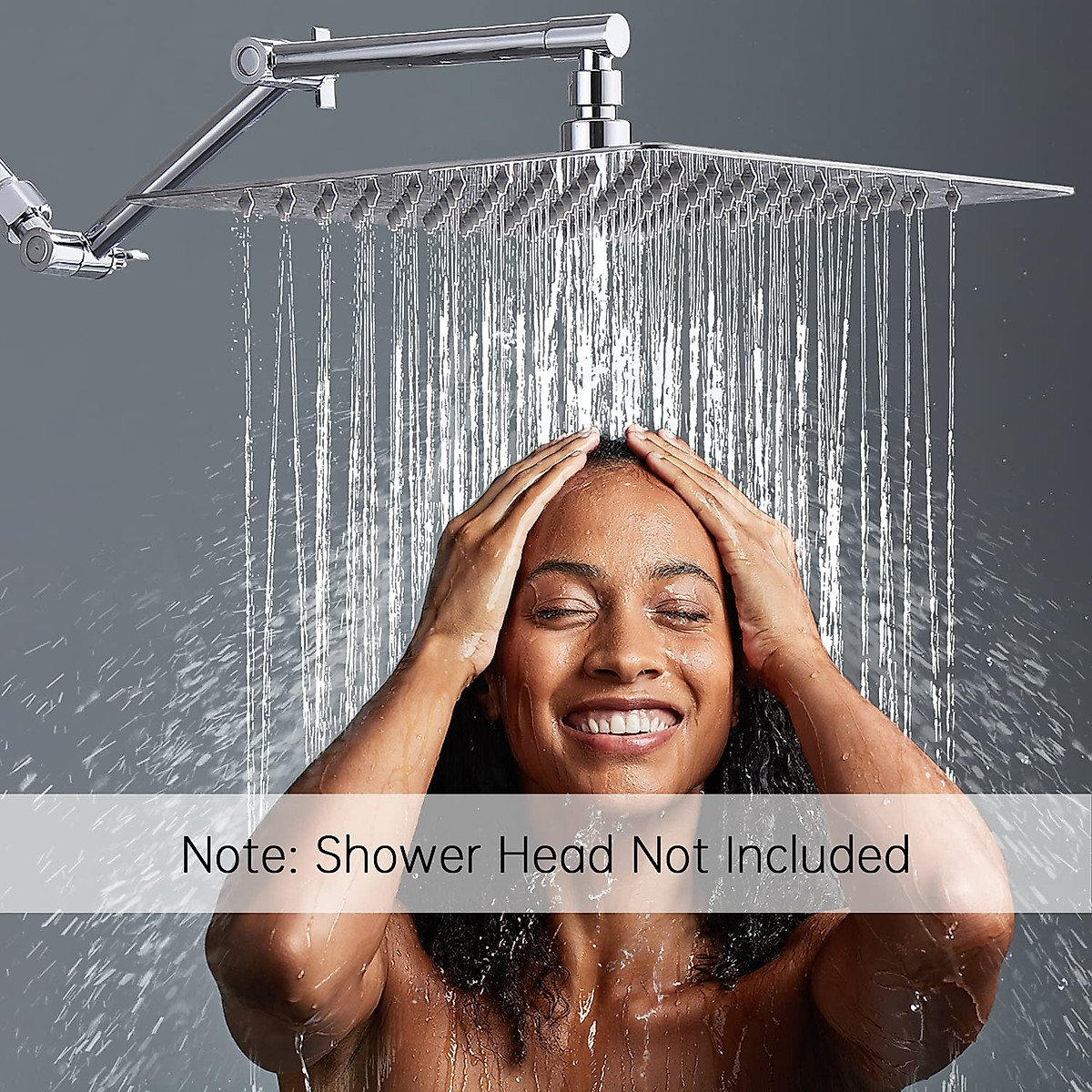 G-Promise Shower Head Extension Arm, 16" Solid Brass Adjustable Extender with Lock Joint, Standard 1/2", Rise or Lower Rainfall and Fixed Shower Head, Height/Angle Adjustable Extension Arm Attachment