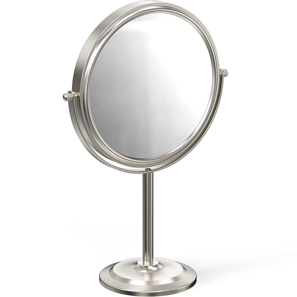 Deco Brothers Makeup Mirrors with Stand, 8 Inch Double Sided with 7X Magnification, Nickel