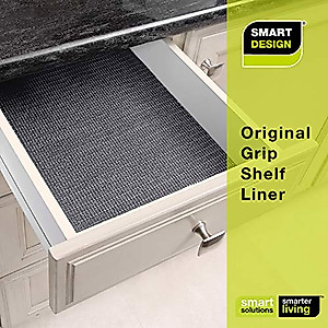 Smart Design Original Grip Shelf Liner - 12 Inch x 5 Feet - Non Adhesive, Strong Grip Bottom, Easy Clean Kitchen Drawer, Cabinet, Cupboard Dresser Protector Cover, Non Slip Rubber Mat - Black
