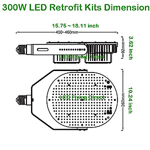 300W LED Parking Lot Lights Retrofit Kits, Replace 1000W HID/MH Shoebox Light, Street Lamp, Flood Light, Canopy Lights, E39 Mogul Base 5000K Daylight UL DLC