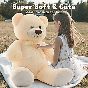 MorisMos Giant Teddy Bear Stuffed Animal 3 ft,36 in Large Teddy Bear,Big Teddy Bear for Baby Shower Decor,Soft Stuffed Bear Plush Toy for Kid Birthday Christmas Girlfriend Valentines Gift,Beige/Cream