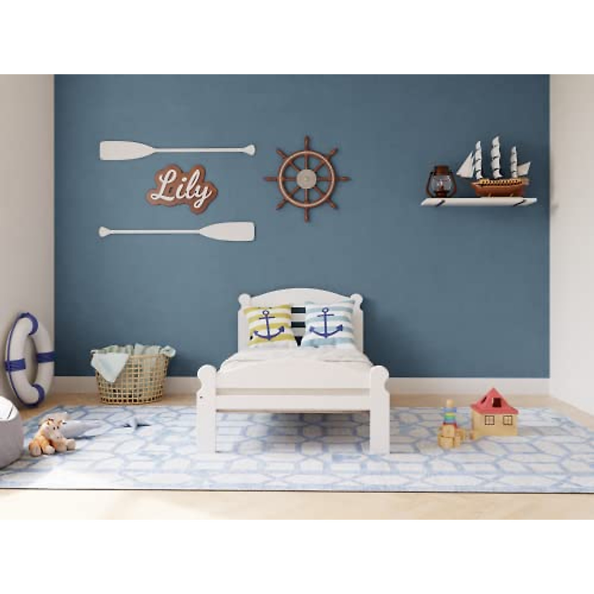 Twin Bed White Arizona Wooden Single Bed Frame Easy to Assemble Crafted from Solid Pine Wood with Wooden Slats Includes 33.85 Tall Headboard and Footboard