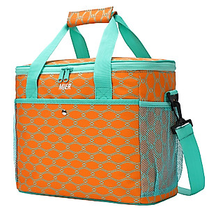 MIER 18L Large Soft Cooler Insulated Picnic Bag for Grocery, Camping, Car, Bright Orange Color