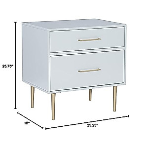 Linon Modern Ice Blue Gold Hardware Lennon Two Drawer Nightstand