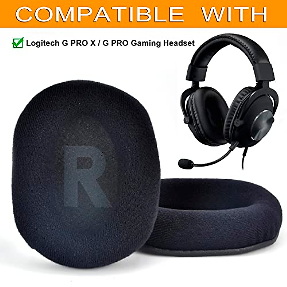 defean Replacement G Pro X Ear Pads Earpads Cover Ear Cushion Compatible with Logitech G Pro/G Pro X Gaming Headphones (Velour)