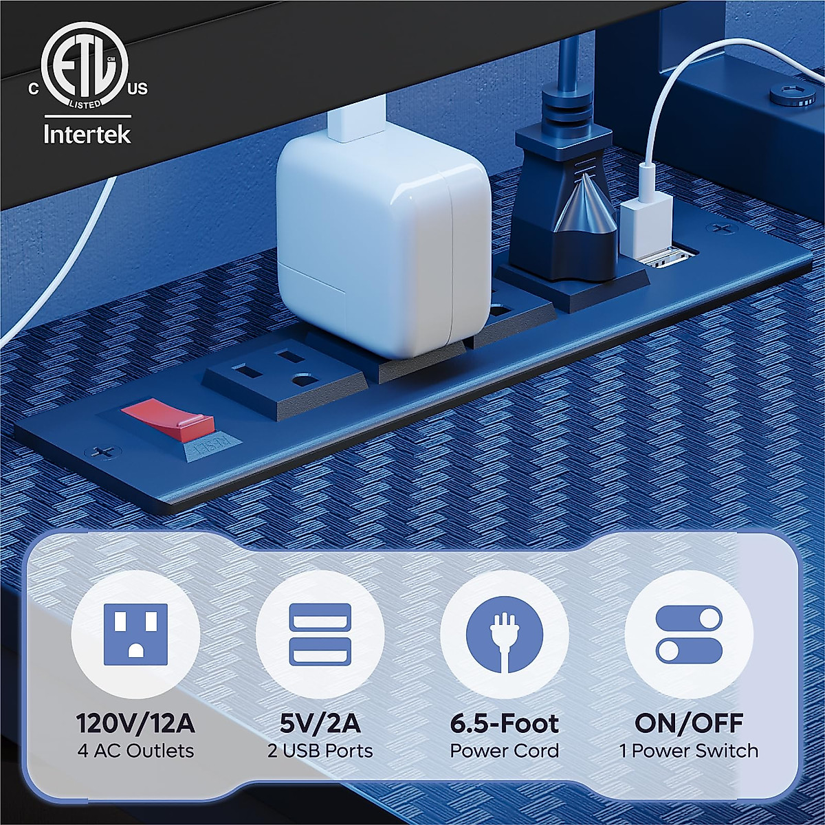 Bestier Gaming Desk with Power Outlet, 71.5 inch LED Computer Desk with Monitor Stand, L Shaped Large Desk with Metal Shelf, Cup Holder & Headset Hooks, Corner Desk for Bedroom 3D Carbon Fiber