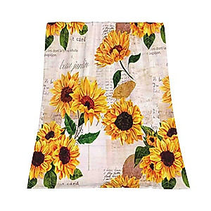 Vintage Grunge Yellow Sunflower Floral Throw Blankets Lightweight Plush Fuzzy Cozy Soft Bedding, Fleece Throw Blankets All Season for Sofa Couch Bed 50x60 inches