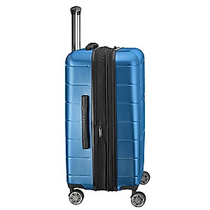 Delsey Luggage Comete 2.0 Medium Checked Luggage, Hard Case Expandable Spinner (Steel Blue)