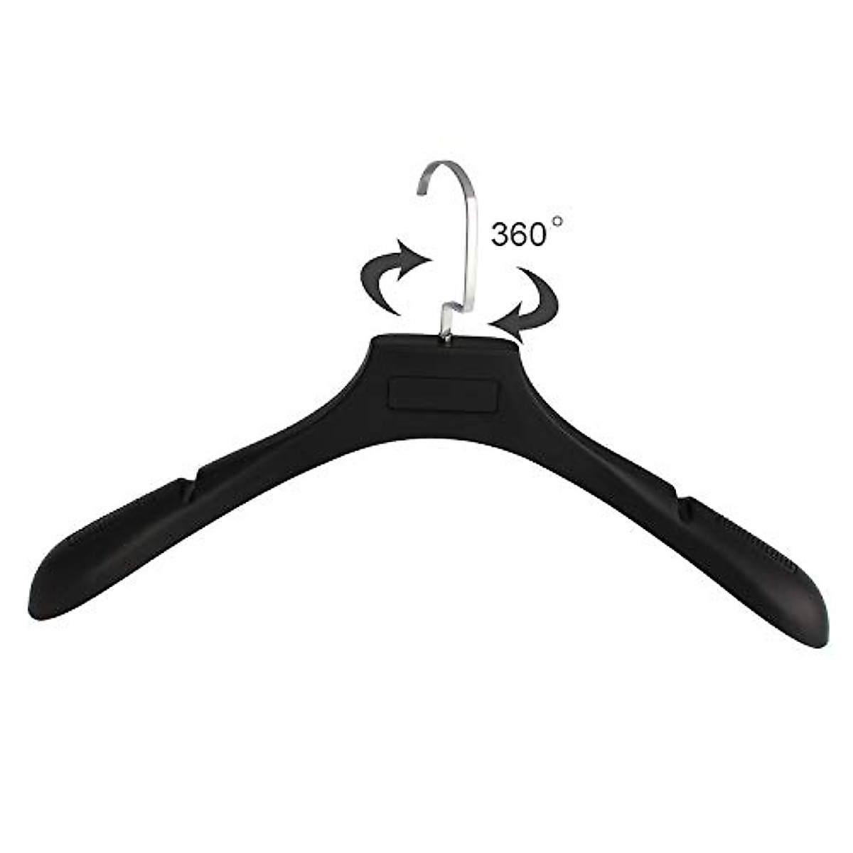 Plastic Extra Wide Suit Hangers, Pack of 20, Width: 17.7",Notched Shoulders & Swivel Hooks, Black