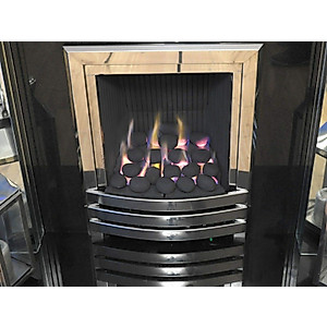 hmleaf HMB 24 Pcs Black Stone-Like Ceramic Fibre Pebbles for Gas fireplaces, Stove, Gas firepit